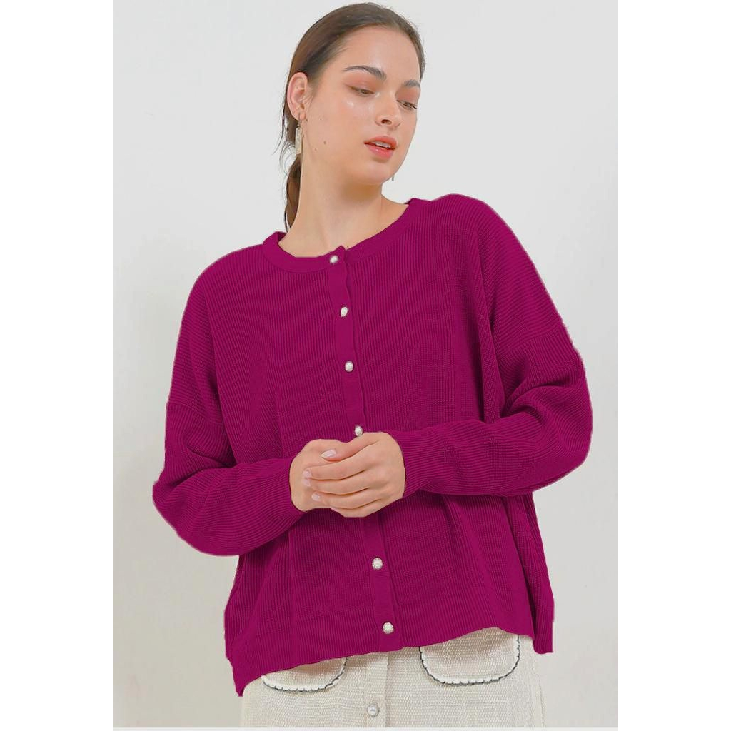 Jual PEPONI 1802 Cardigan Rajut Kancing Mutiara Oversize Soft Premium ...