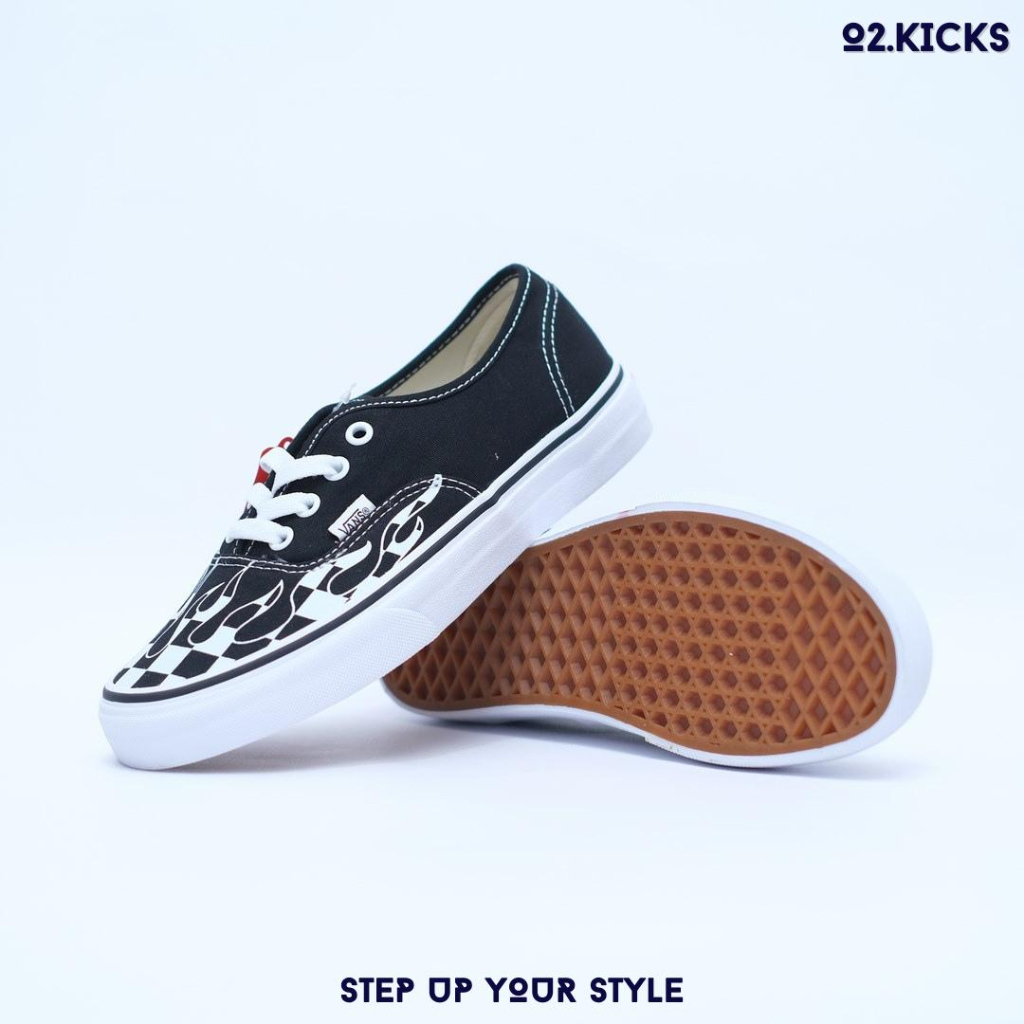 Jual Vans Authentic Checkerboard Flame Black And White | Shopee Indonesia