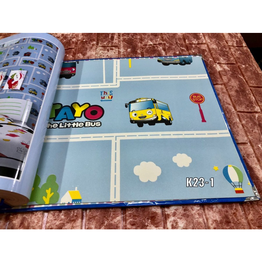 Jual Wallpaper Dinding Anak Motif Bus Mobil Kartun Tayo The Little Bus ...