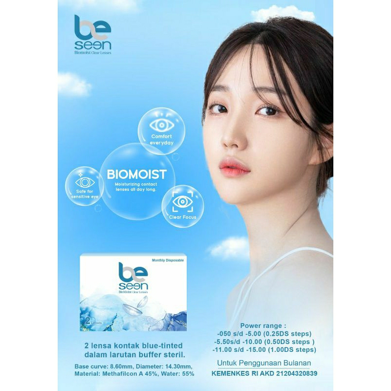 Jual Softlens be Seen clear/bening/transparant bulanan dengan kadar air ...