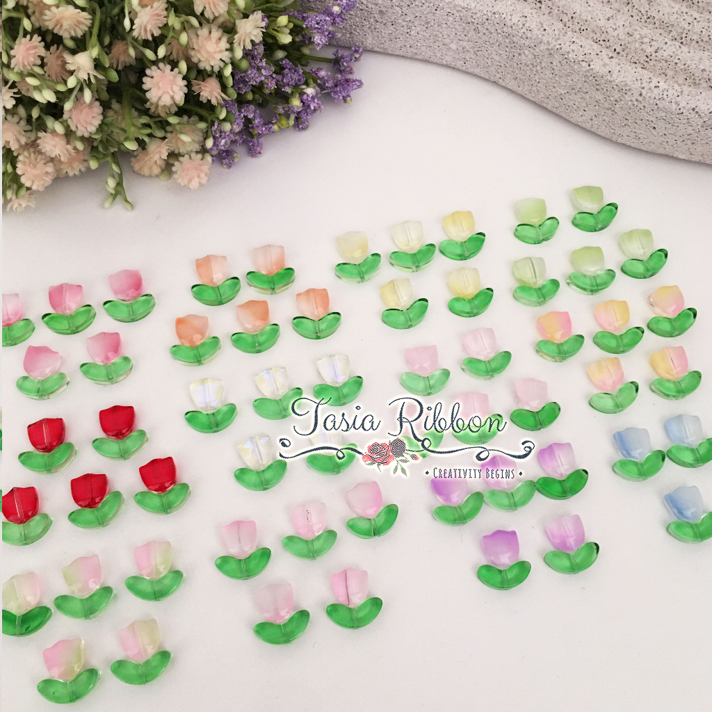 Jual Mote Manik Kaca Tulip [Mote 455] | Shopee Indonesia