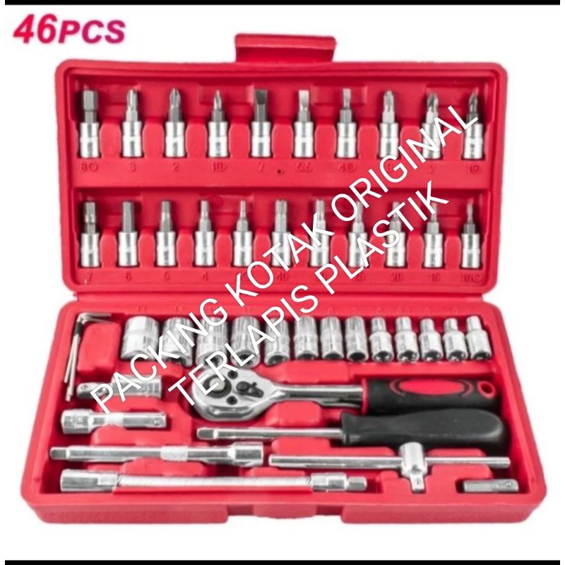 Jual Kunci Socket 46 Pcs 1/4" + Obeng shock Tool Kit Set | Shopee Indonesia