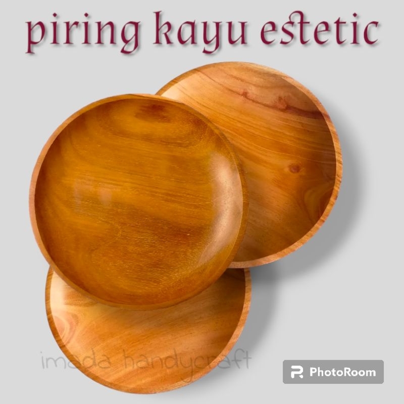 Jual Piring kayu mahoni murah cantik 22cm / piring makan dari kayu ...