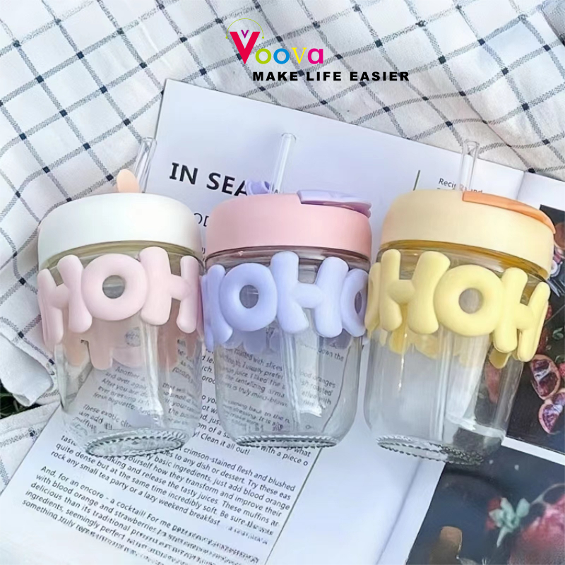 Jual VOOVA Glass Tumblr Aesthetic Botol Minum Transparan Infused Water ...