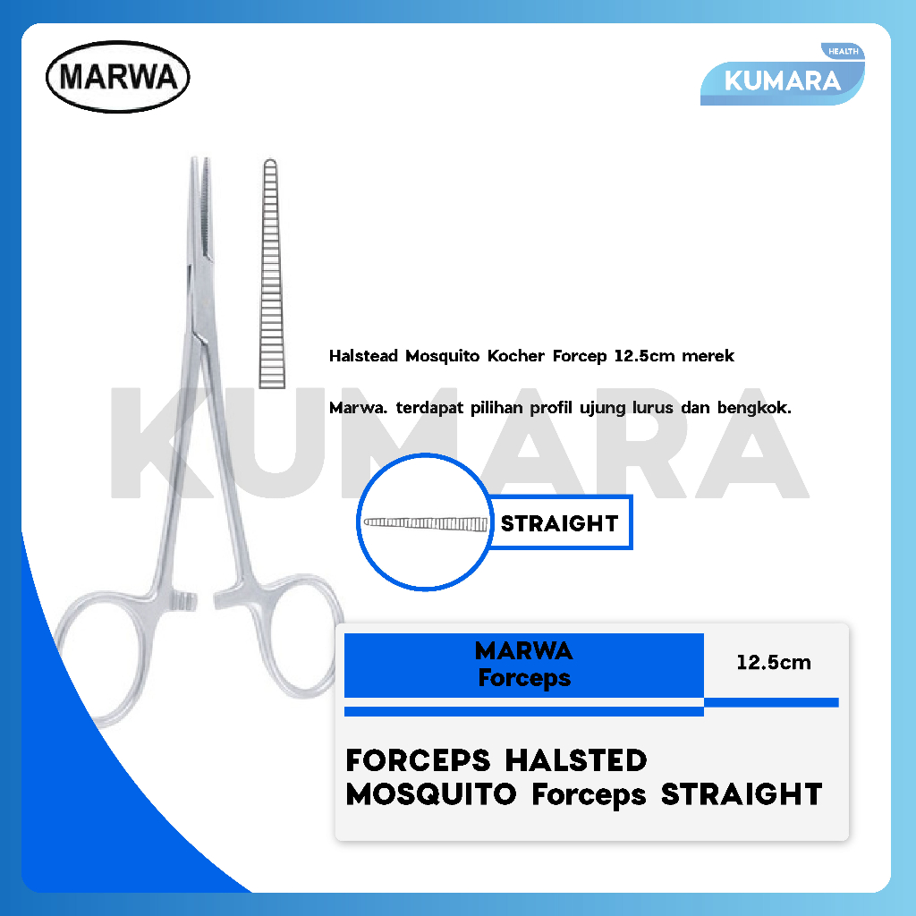 Jual MARWA - Halstead Mosquito Pean Forceps Straight 12.5cm 1x2 Teeth / Klem Arteri Mosquito ...