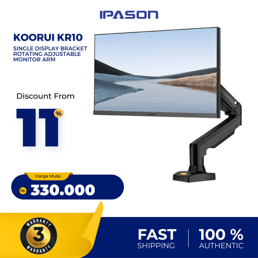 Jual KOORUI single display bracket rotating adjustable monitor arm KR10 ...