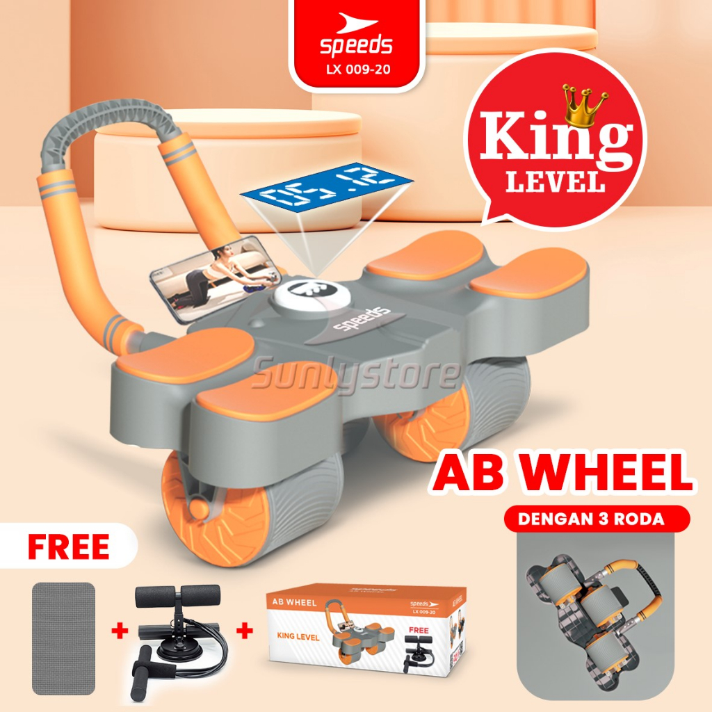 Jual SPEEDS AB Wheels Plank Trainer Ab Roller 2 Roda Automatic Rebound ...