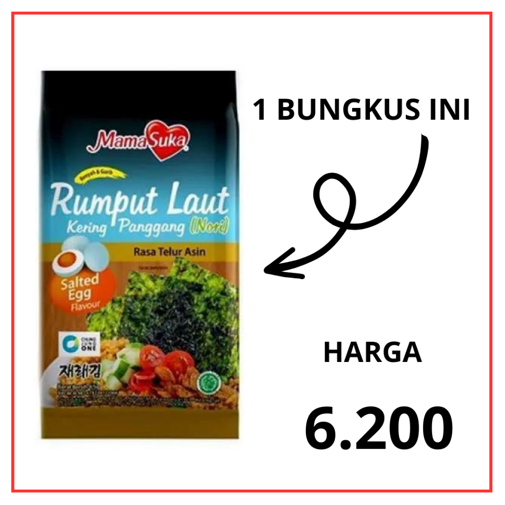Jual Rumput Laut Panggang MamaSuka Seaweed Nori 4.5gr PER 1 BUNGKUS ...