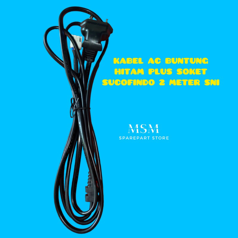 Jual KABEL AC BUNTUNG HITAM PLUS SOKET SUCOFINDO 2 METER SNI | Shopee ...