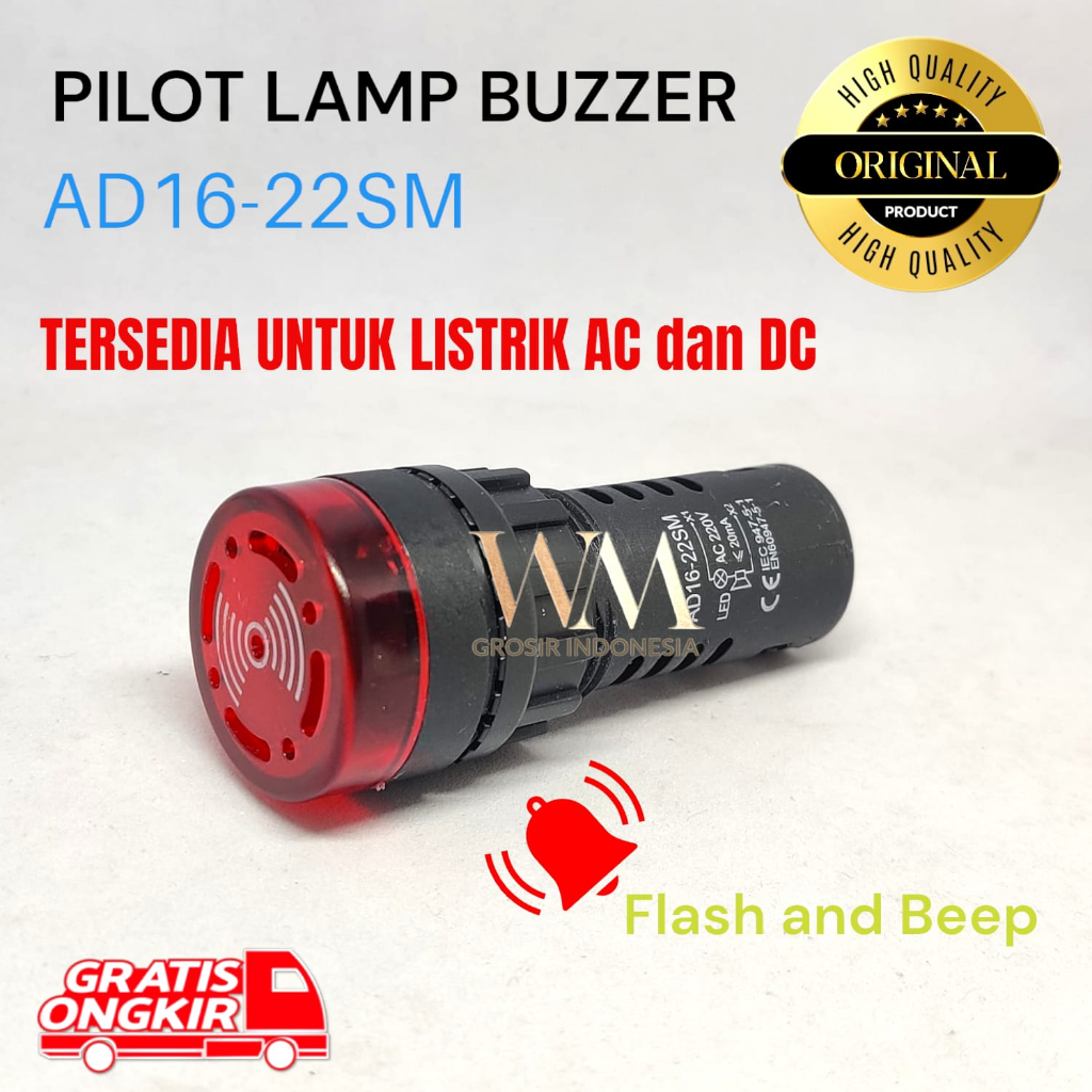 Jual Pilot Lamp Buzzer LED AD16-22SM AC 220V ACDC 24V | Shopee Indonesia