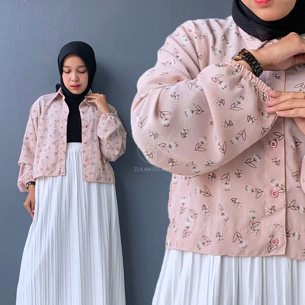 Jual ZLH Vaniya Outer Crop - Cardigan Crop Full Kancing Crinkle Mango ...