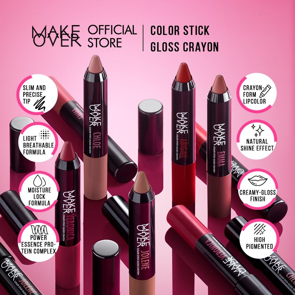 Jual AS Make Over Color Stick Gloss Crayon Lipstick Lip 3 Gr MakeOver ...