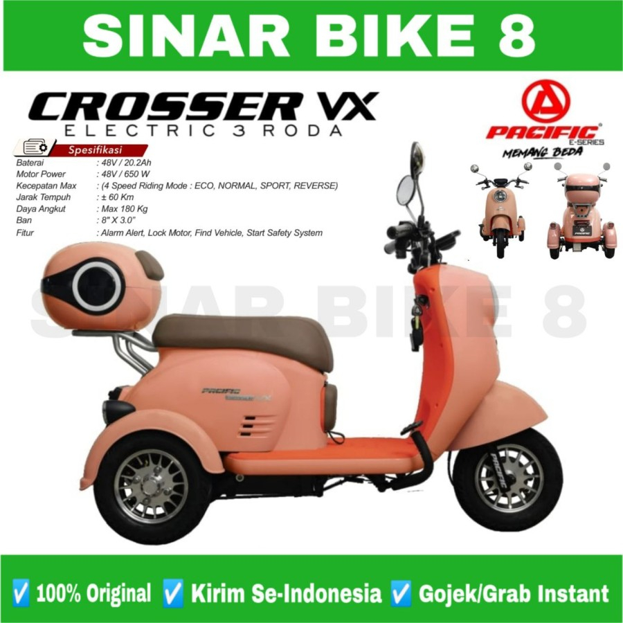 Jual Sepeda Motor Listrik PACIFIC CROSSER VX Electric E Bike Roda Tiga ...