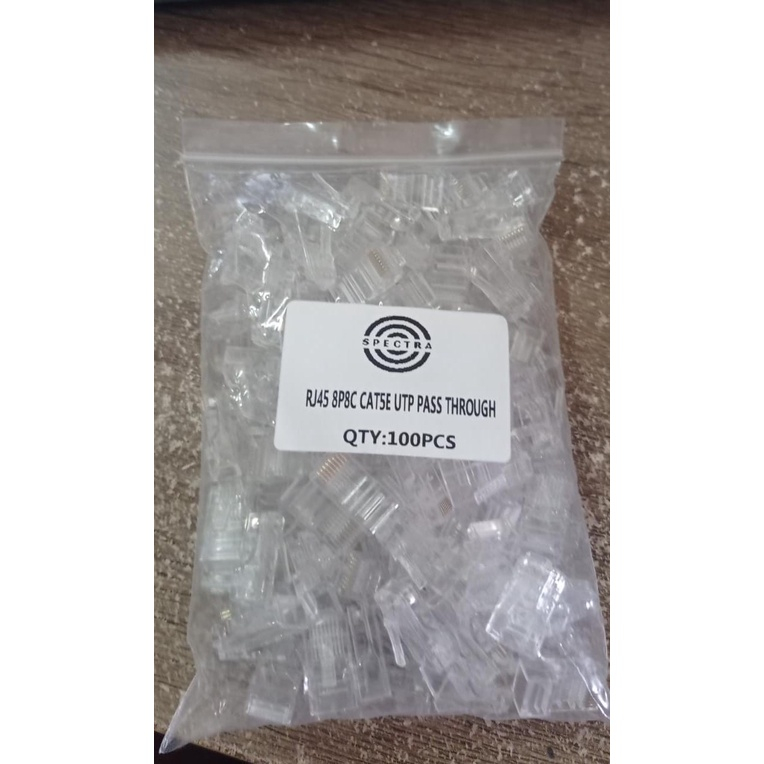 Jual Connector Spectra RJ45 UTP Cat5 Pass Through Anti Gagal isi 100 ...