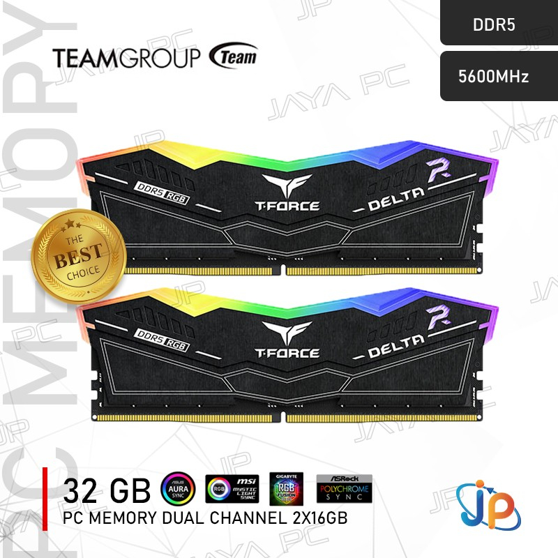 Jual Memory Team T-Force Delta DDR5 RGB PC44800 5600Mhz 32GB 2x16GB Ram ...
