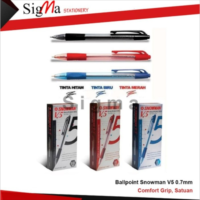 Jual Pulpen Snowman V5 0.7mm HItam/BIru/Merah/(Lusin) | Shopee Indonesia