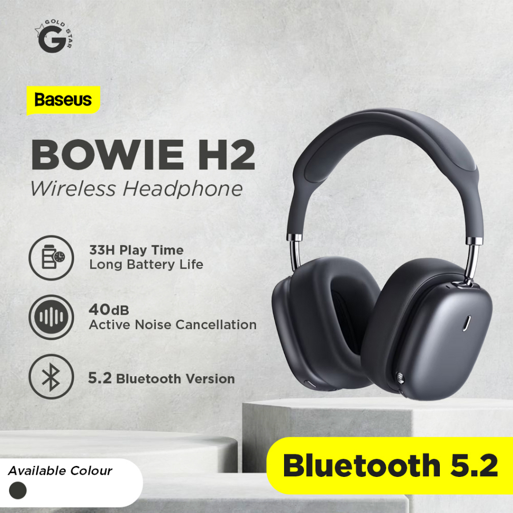 Jual Baseus Bowie H2 Headphone ANC Headset Bluetooth Wireless Earphone ...