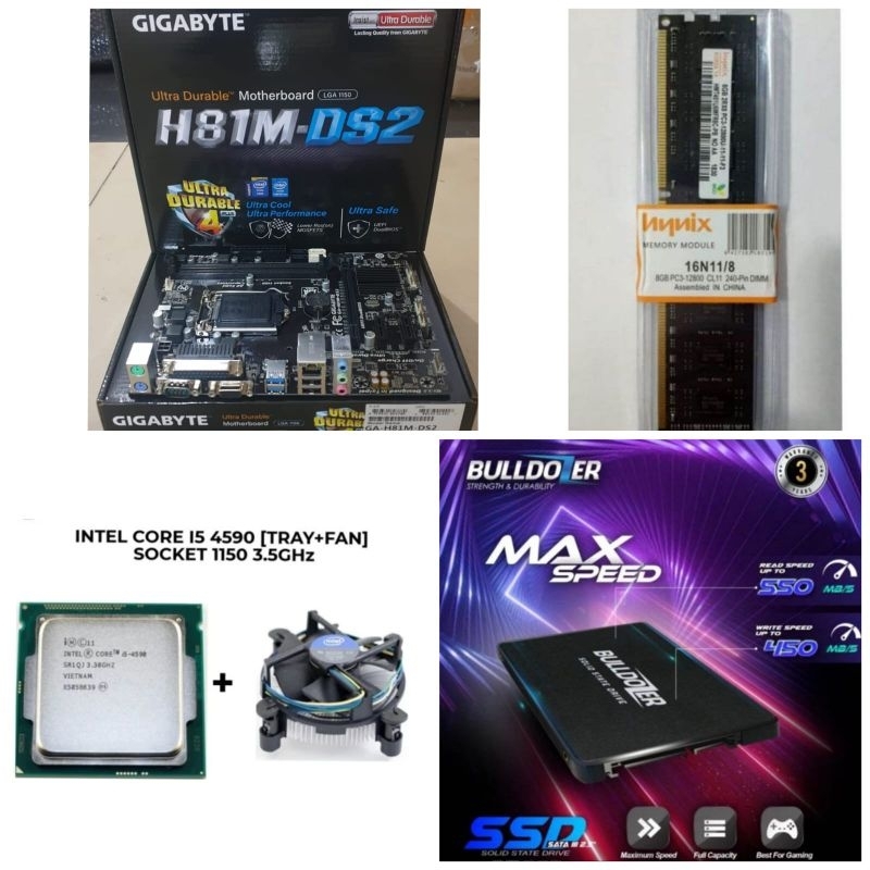 Jual Paket Processor Intel Core i5 LGA 1150 Motherboard Gigabyte H81M ...