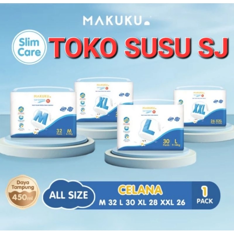 Jual MAKUKU SAP DIAPERS SLIM CARE PANTS CELANA M 32 L 30 XL 28 XXL 26 ...