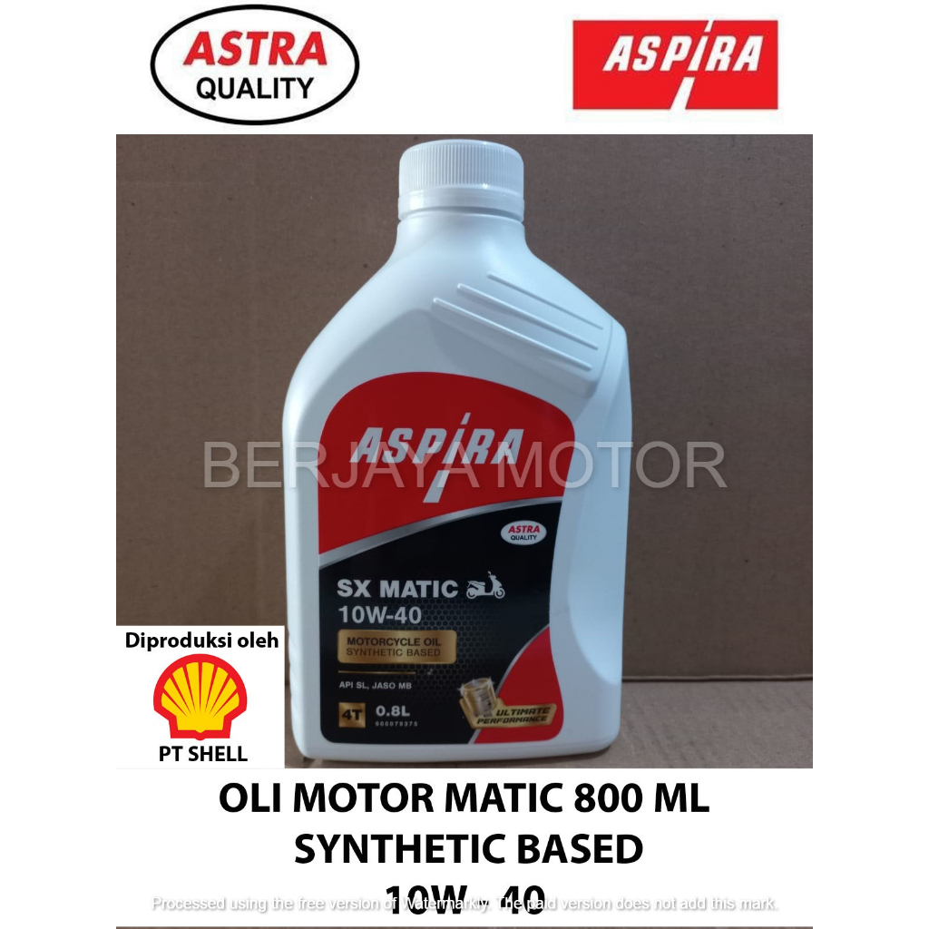 Jual OLI MOTOR MATIC ASPIRA SX 10W-40 0,8L 800ML FULL SYNTHETIC BASED ...