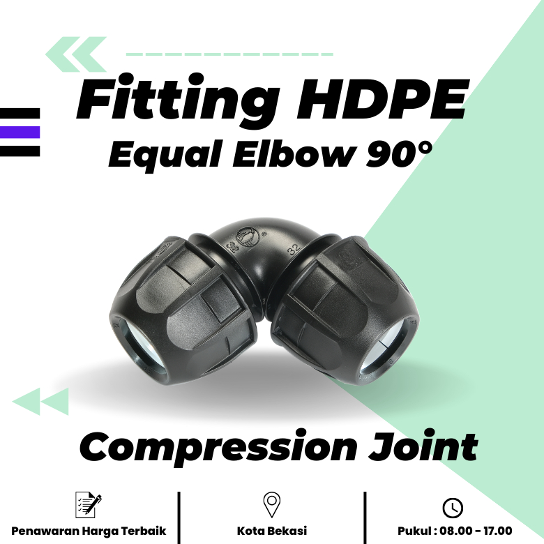 Jual Sambungan Pipa HDPE Equal Elbow 90° / Knee 32mm atau 1 inch Fitting / Aksesoris Compression ...