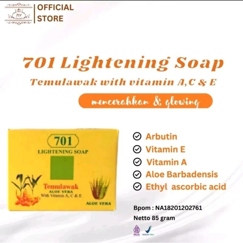 Jual TEMULAWAK 701 BRIGHTENING SOAP ALOE VERA WITH VIT A,C, & E ...