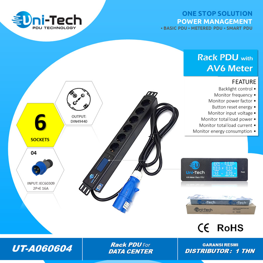 Jual PDU 6 Socket Germany - Basic PDU 6 Holes / Outlet Socket DIN49440 ...