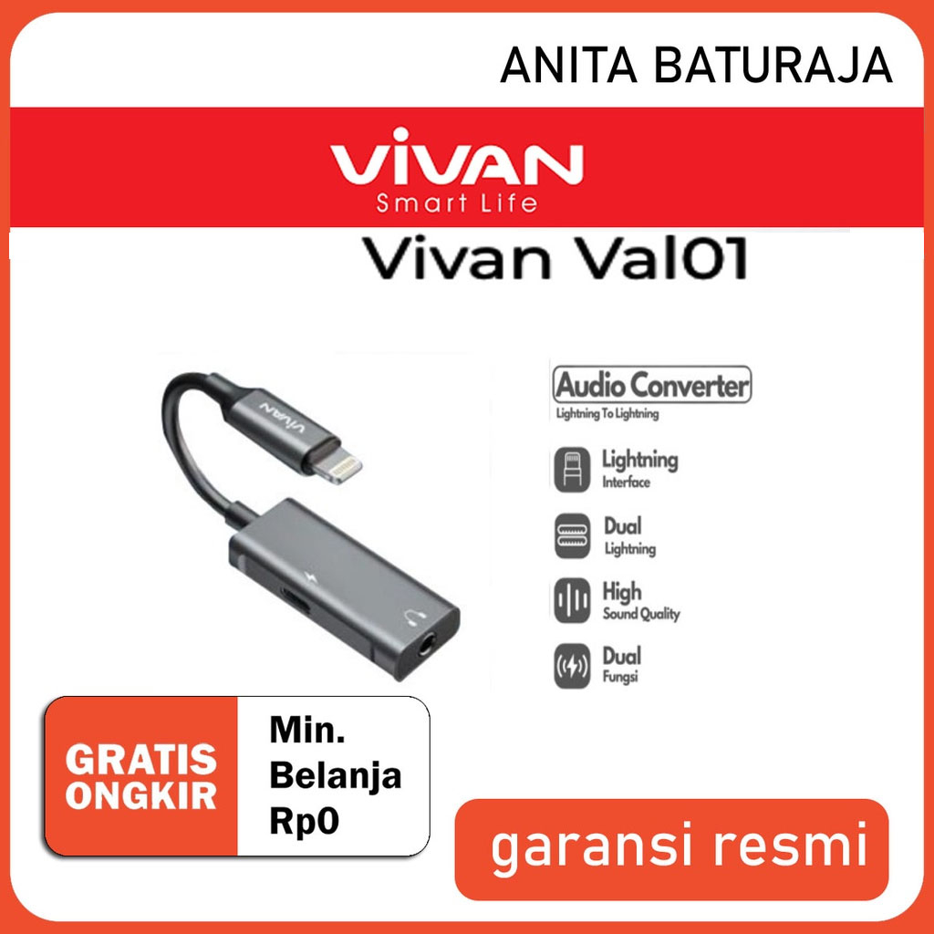Jual VIVAN VAL01 AUDIO CONVERTER ADAPATER LIGHTNING 3.5MM | Shopee Indonesia