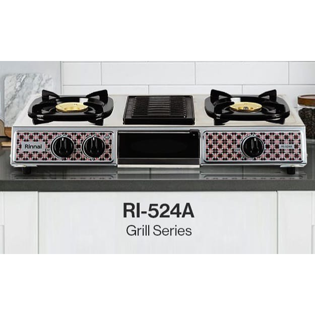 Jual Kompor Gas Rinnai 2 Tungku RI-524A + Grill Pemanggang Motif ...