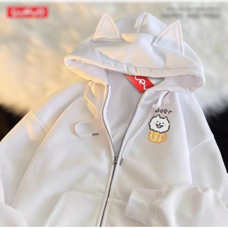 Jual JAKET HOODIE LUCU UNISEKS - COFFE BEER CAT ZIPER - JACKET HOODIE ...
