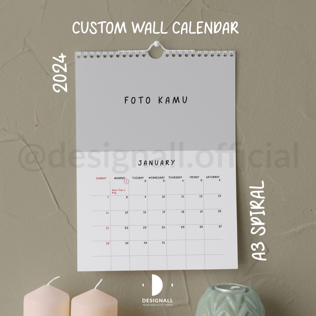 Jual Designall Kalender Dinding Custom 2024 A3 Spiral MF | Shopee Indonesia