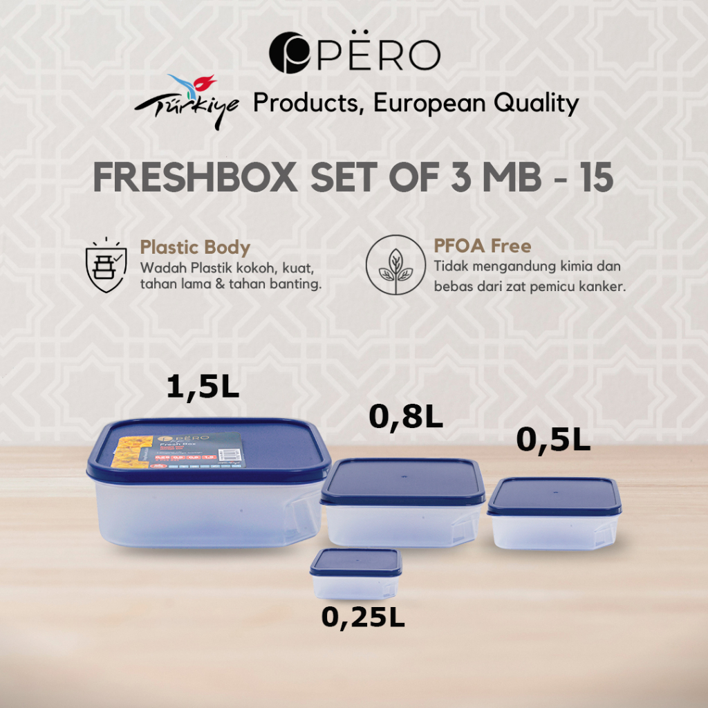 Jual Pero Food Storage Box Square Set of 4 / Tempat Penyimpanan Makanan ...