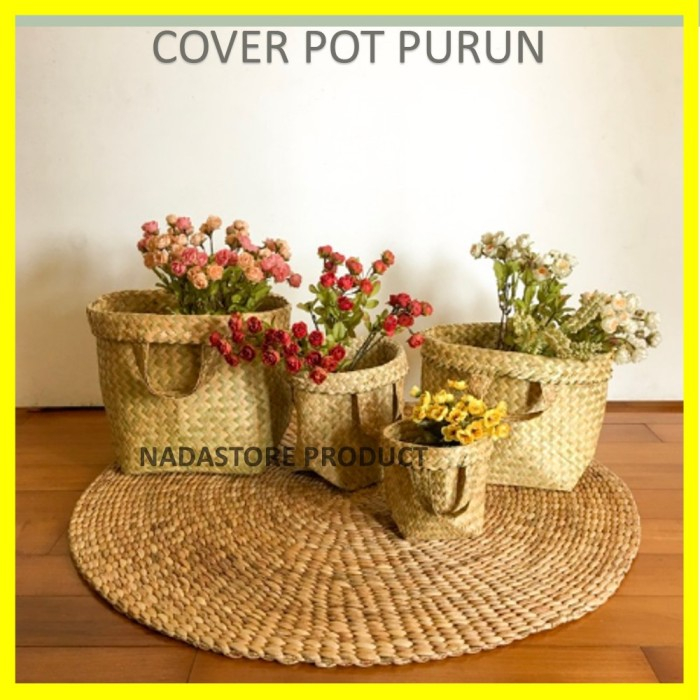 Jual BAKUL PURUN/KERANJANG PURUN/COVER POT ANYAMAN PURUN | Shopee Indonesia