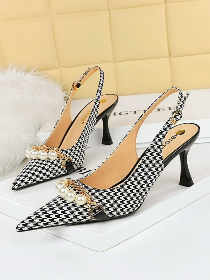 Jual 【Premium】Women High Heels Pearl Pointy Toe Sepatu Hak With Mutiara ...