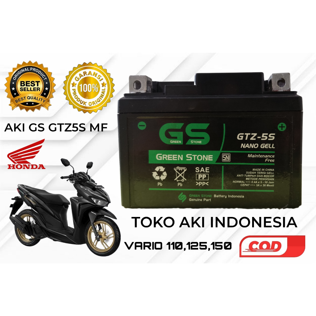 Jual Aki GS GTZ5S Accu Kering MF Bergaransi Untuk Motor Honda Beat,Scoopy,Vario,mio,vixion,Dll ...