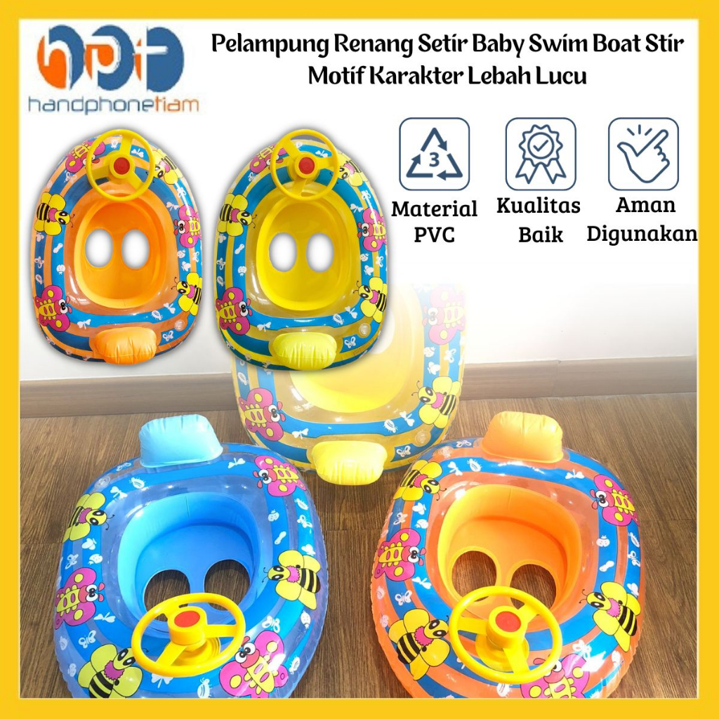 Jual Pelampung Renang Setir Bayi Bentuk Perahu Motif Lebah | Baby Swim ...