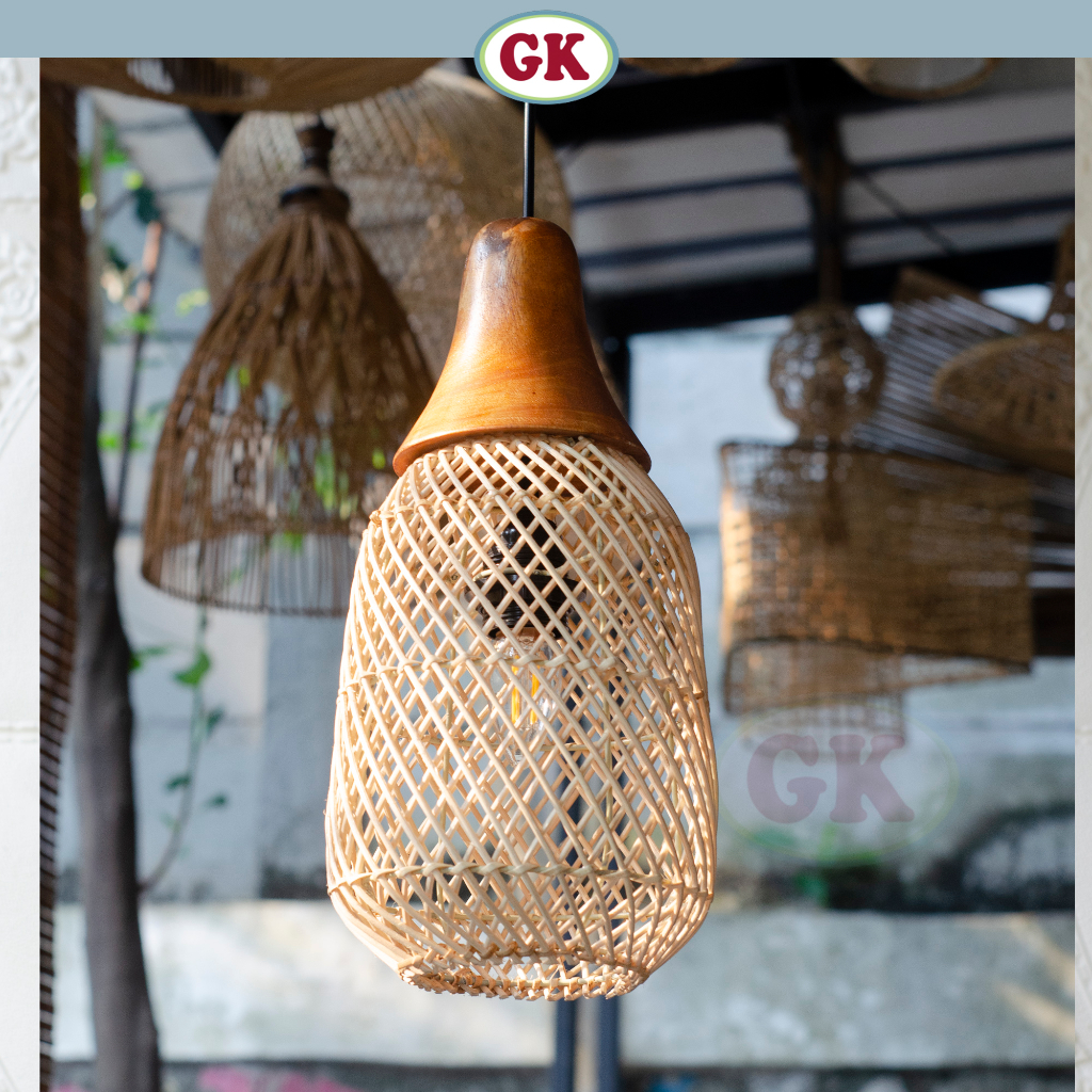 Jual Lampu gantung kayu /lampu rotan KK1051 | Shopee Indonesia