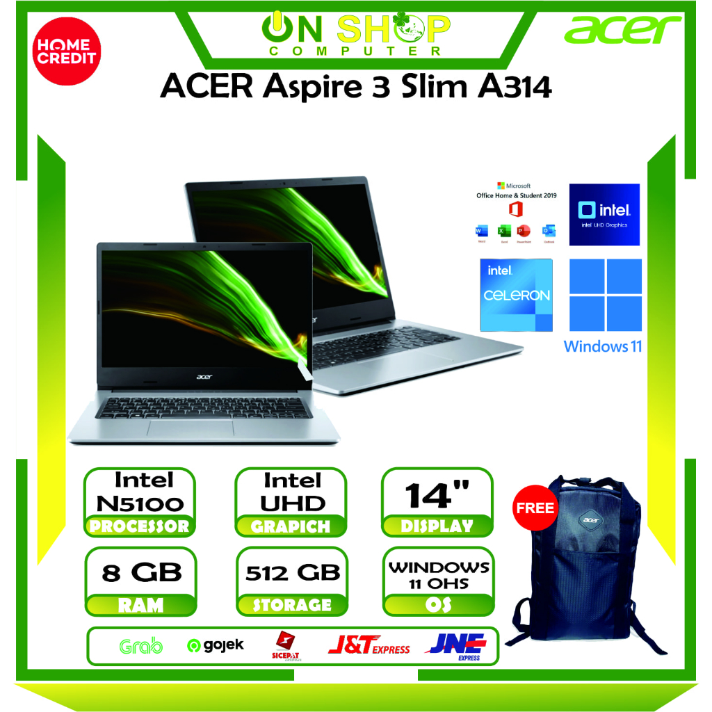 Jual ACER Aspire 3 Slim A314 Intel N5100 8GB 512GB Windows 11 OHS ...