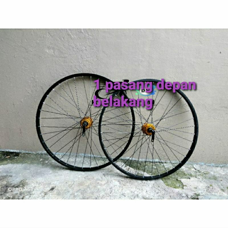 Jual Wheelset Velg Hitam Ukuran 26 Alloy Depan Belakang Rims Sepeda ...