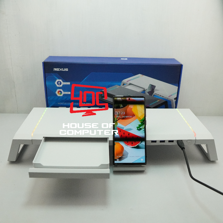 Jual STAND MEJA MONITOR REXUS FP03 TRANT WITH 4 PORT USB 3.0 RGB ...