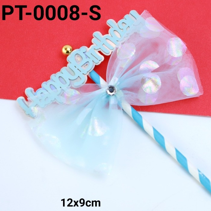 Jual GR-PT-0008 Cake topper hiasan kue pita putih pink biru ungu hitam ...