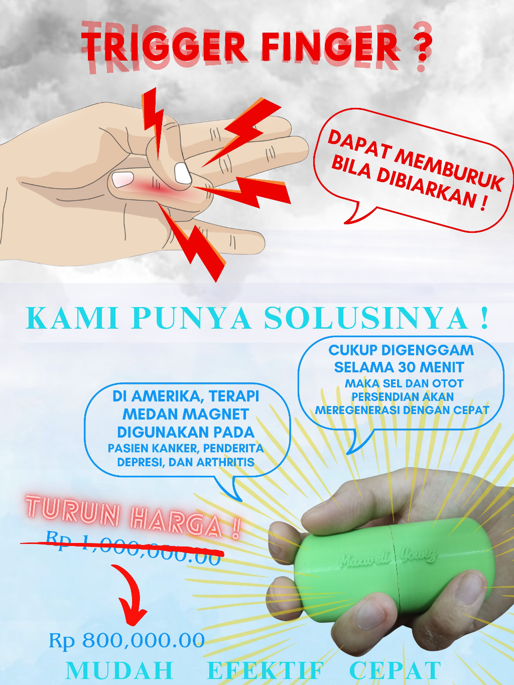 Jual Obat trigger finger, Alat terapi magnet genggam, magnetic therapy ...