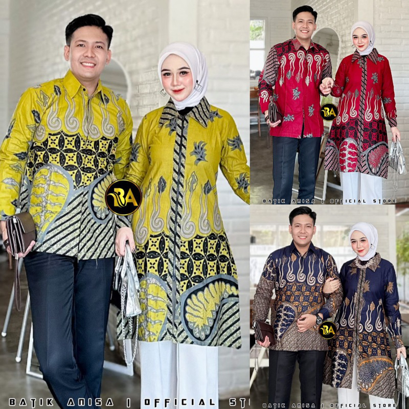 Jual Batik Tunik Couple Modern Set Pakaian Couple Kemeja Batik Pria ...