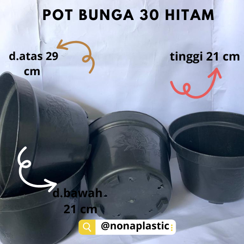 Jual Pot bunga 30 hitam dimensi 25 cm , paket isi 50 pcs | Shopee Indonesia