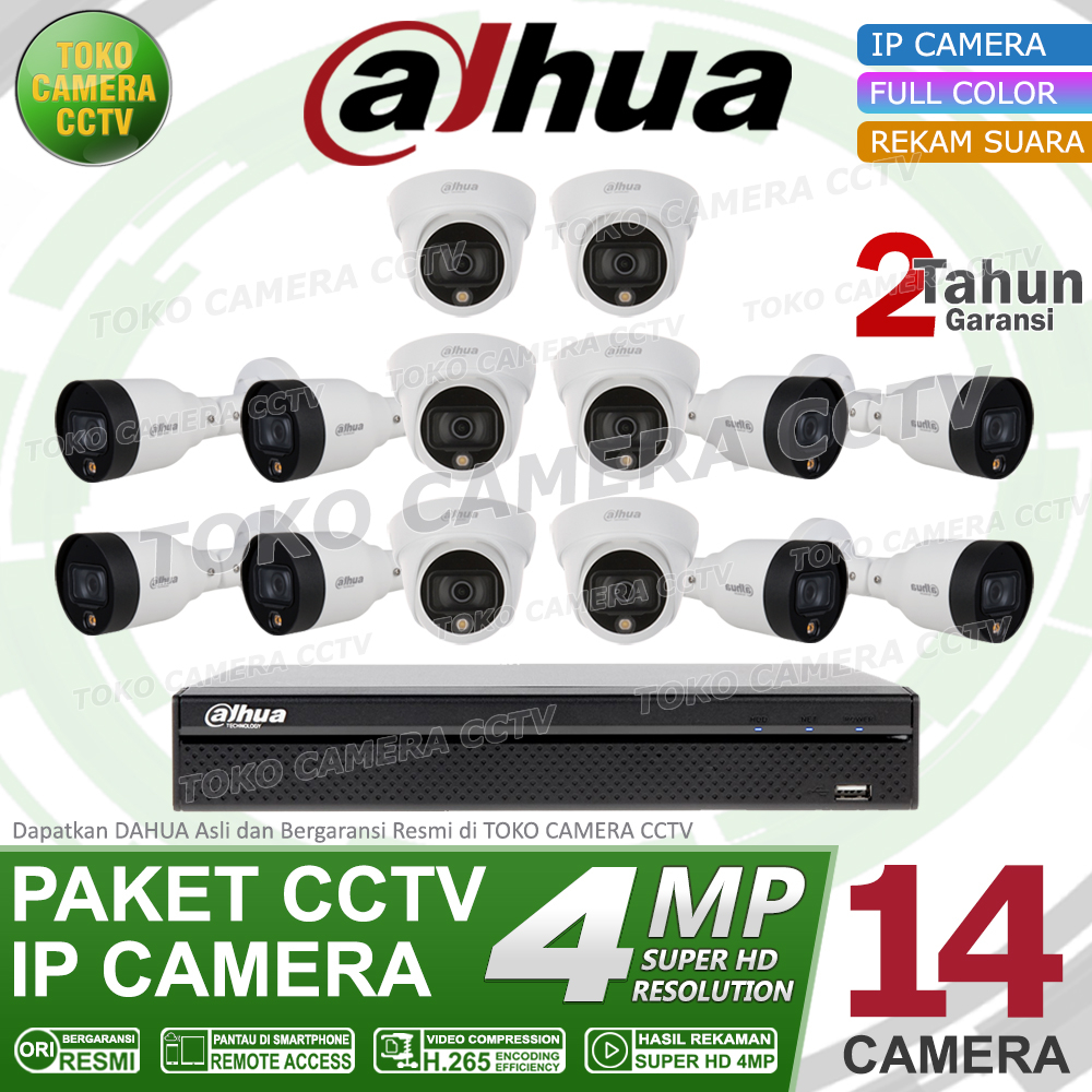 Jual PAKET CCTV IP CAMERA DAHUA 4MP FULL COLOR AUDIO 16 CHANNEL 14 ...