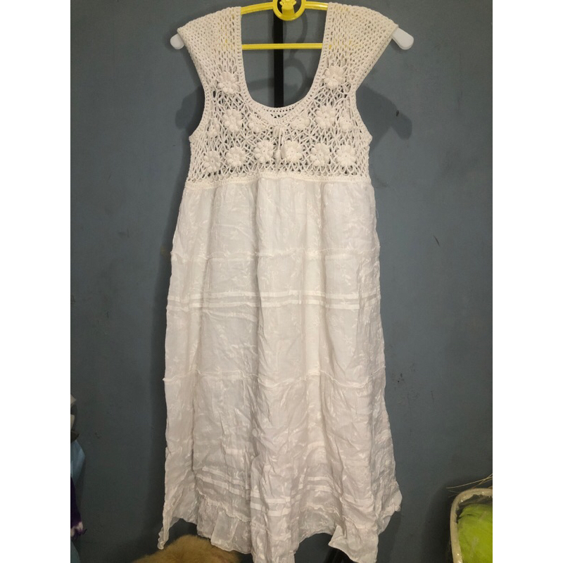 Jual preloved dress rajut putih vintage pantai | Shopee Indonesia