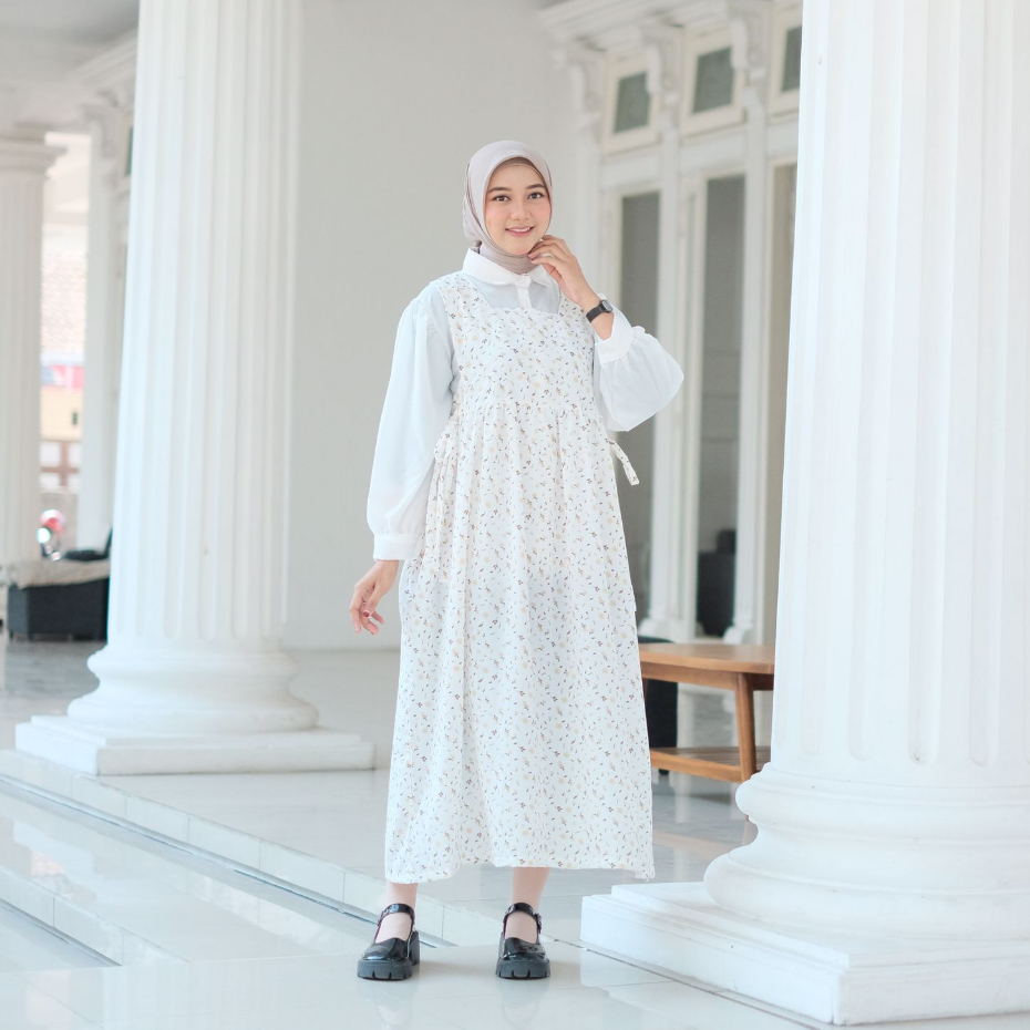 Jual HIMARI MIDI DRESS | DRESS MIDI KOREA | overall motif bunga floral ...