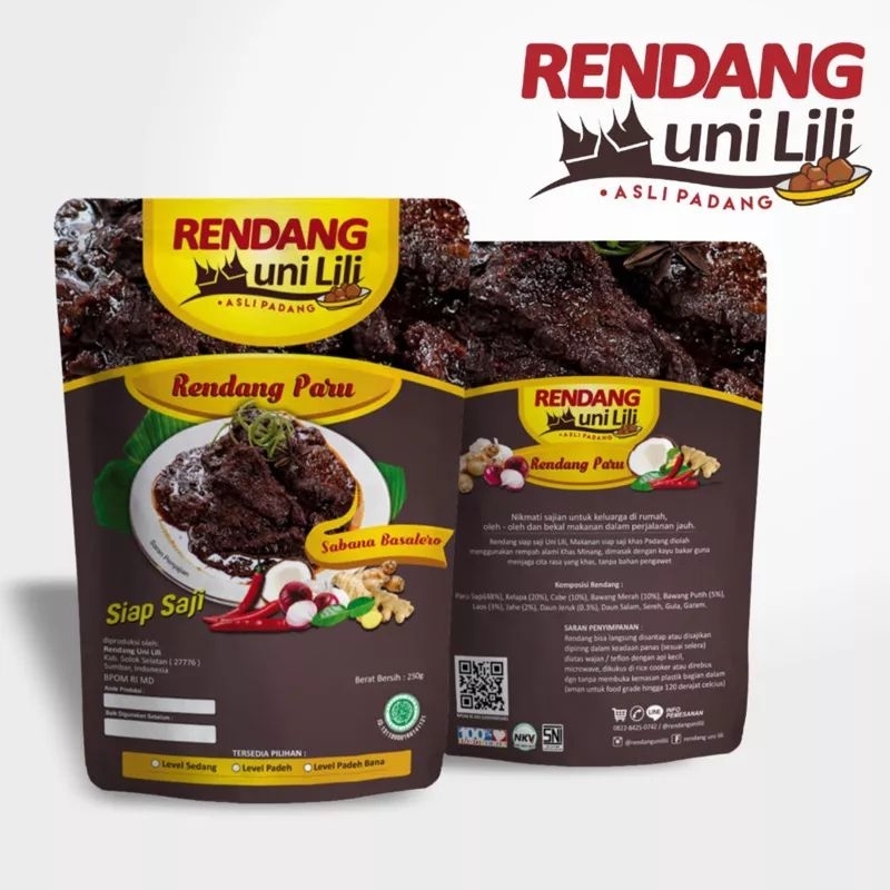 Jual RENDANG PARU UNI LILI 250 gr ASLI PADANG KHAS MINANG | Shopee ...