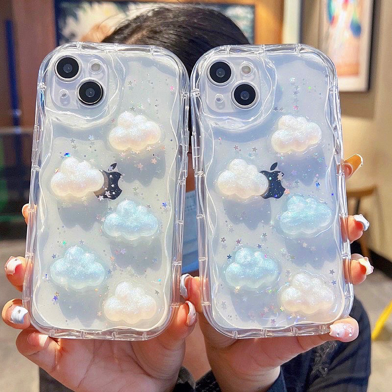 Jual Wavy Gliiter 3D Clouds Case Iphone 16 16Pro 16 ProMax 16Plus 15 ...
