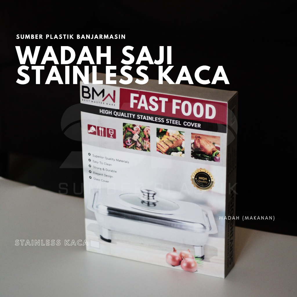 Jual Fast Food Tempat Wadah Saji Makanan Stainless Kaca Tempat ...